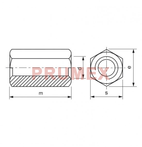Matice prodlužovací 3d DIN 6334 M5x15 nerez A4 | Prumex.cz