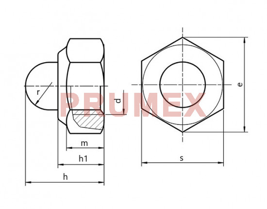Matice klobouková samojistná DIN 986 M16 nerez A2 | Prumex.cz