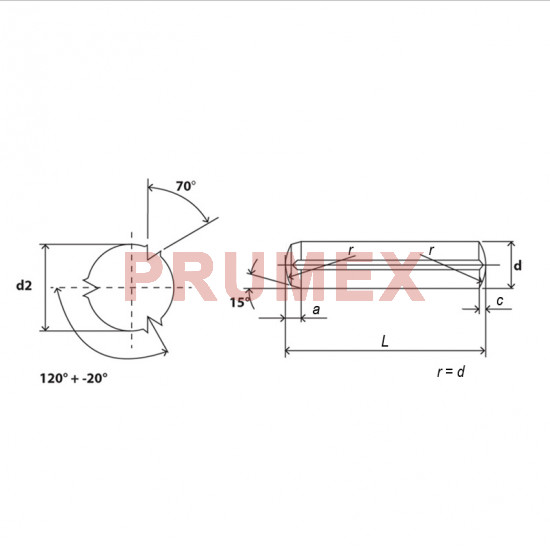 Kolík válcový rýhovaný DIN 1473 6x55 nerez A1 | Prumex.cz